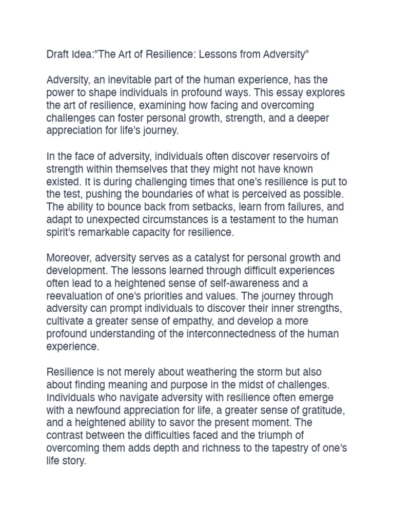 The Art of Resilience - Lessons From Adversity | PDF