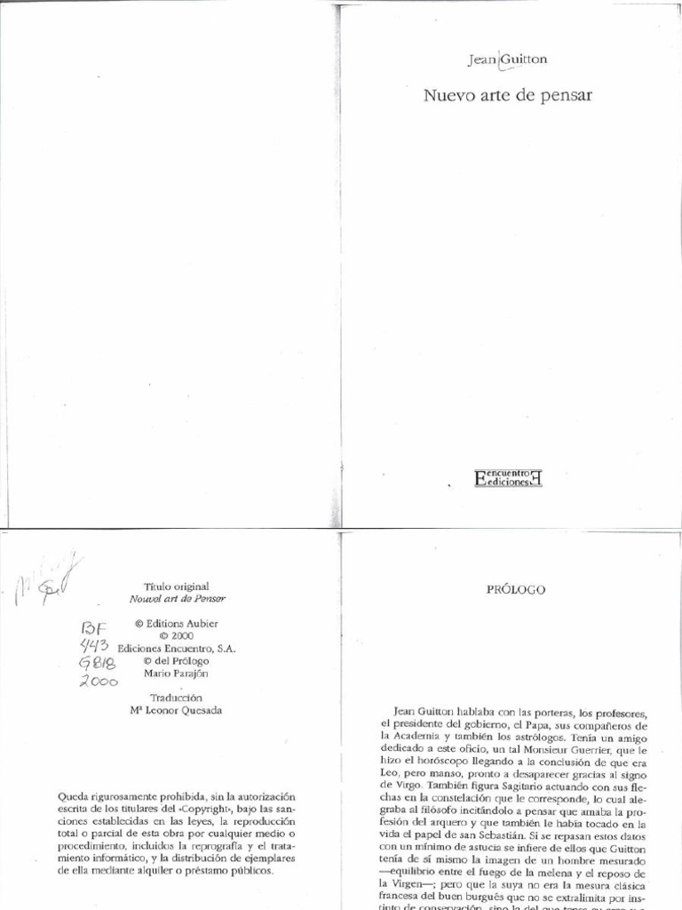 Jean Guitton Nuevo Arte de Pensar Completo PDF Free | PDF
