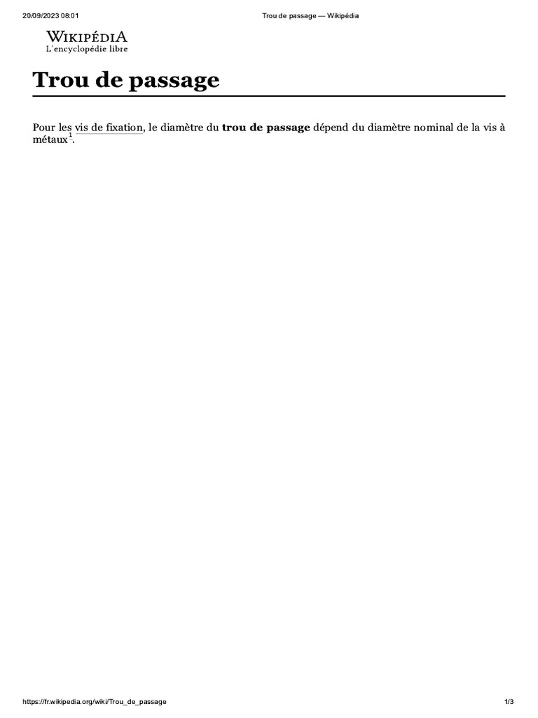 Trou de Passage - Wikipédia | PDF