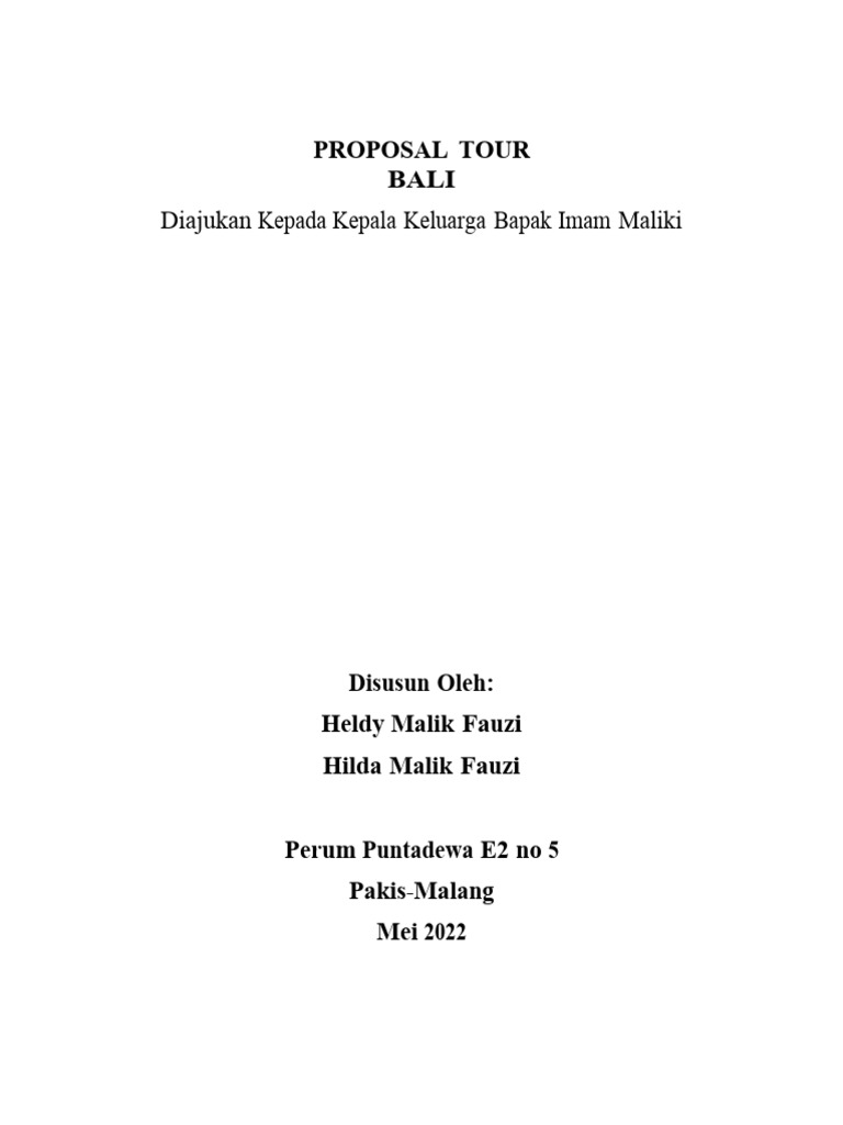 Proposal Tour Bali | PDF