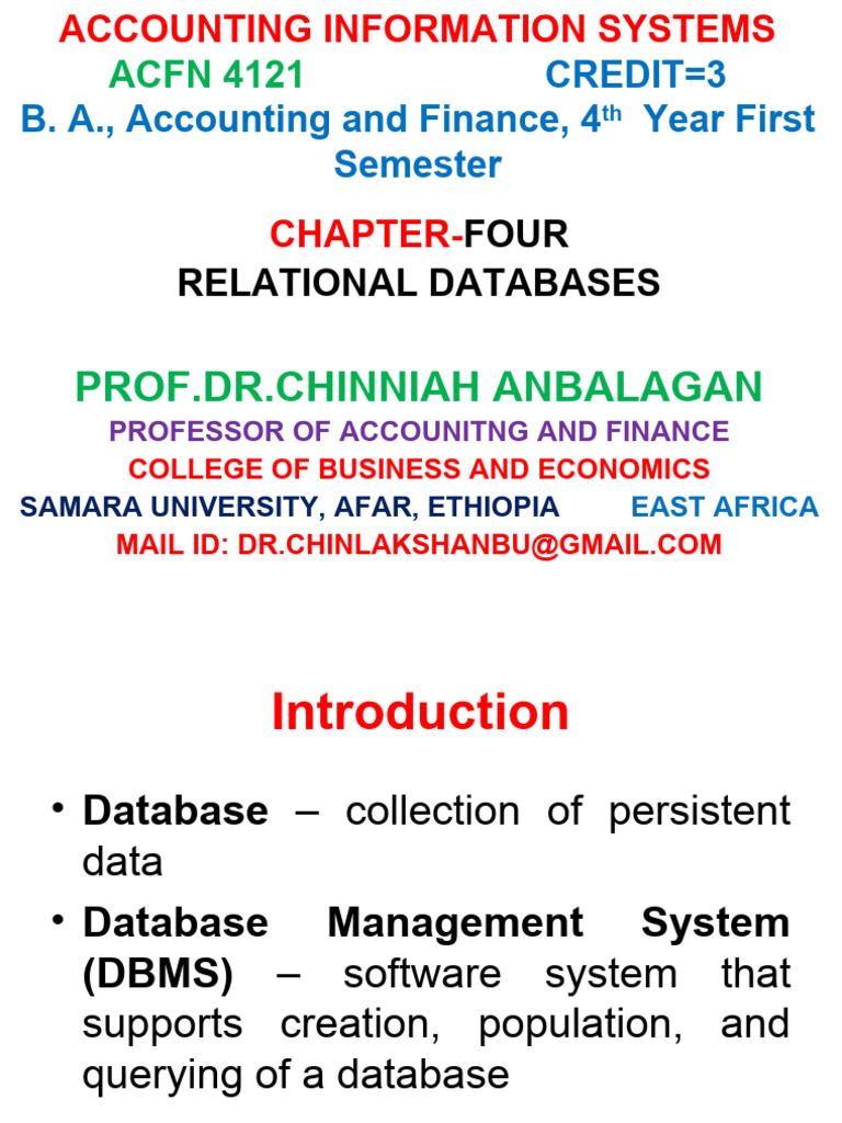 Ais Ch 4 Relational Database Pdf Relational Database Relational Model