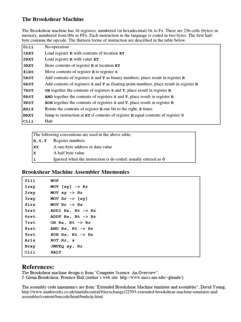 Brookshear Machine Instruction Set | PDF | Computers | Technology & Engineering
