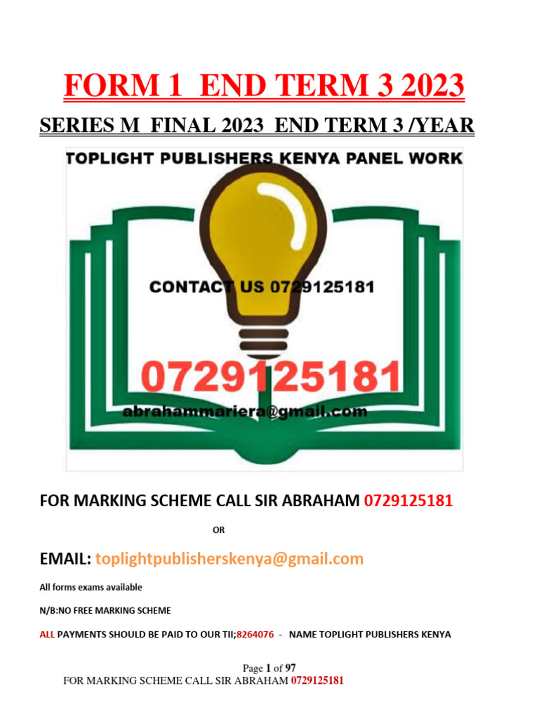 All Subjects - FORM 1 END TERM 3 2023 | Download Free PDF | Acid ...