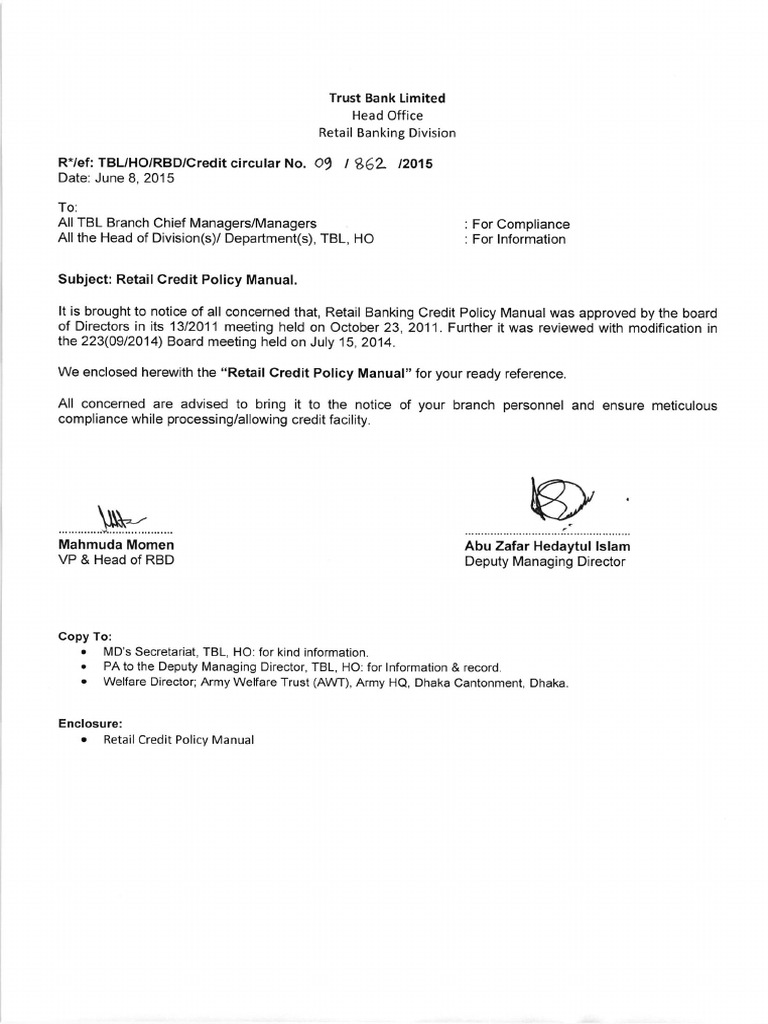 Retail Credit Policy Manual - 2014 | PDF