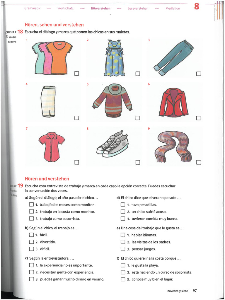 Comprensión Auditiva Unidad 8 Blocque C La Ropa | PDF