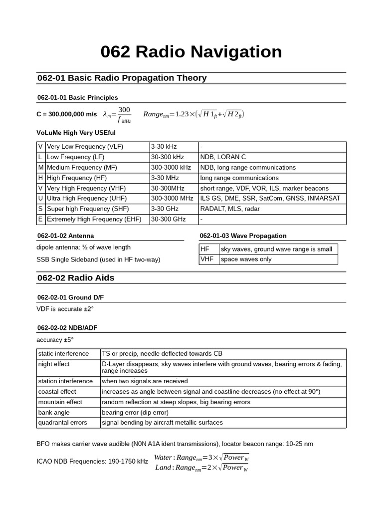 Radio Navigation Notes Short | PDF | High Frequency | Electronics