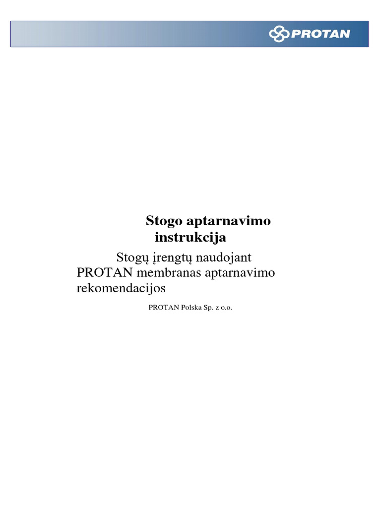 PVC stogo stogo dangos Protan stogo aptarnavimo instrukcija | PDF
