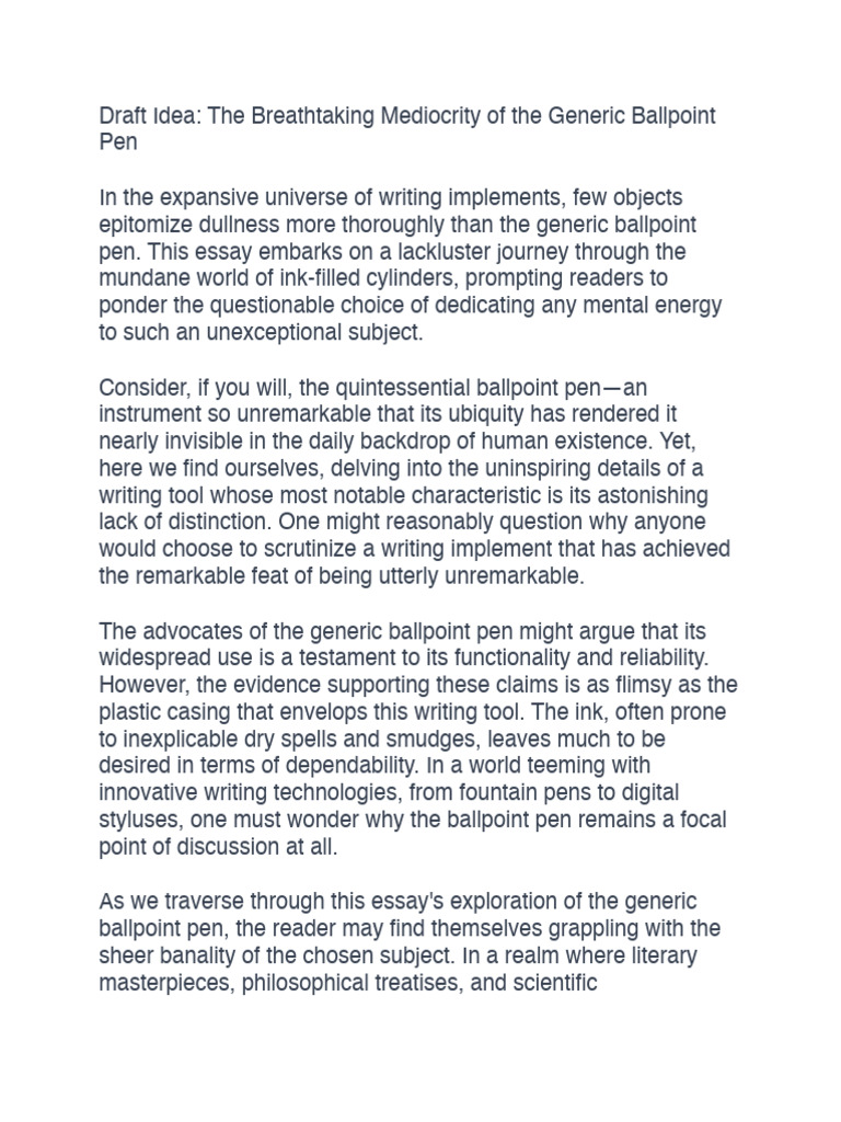 The Breathtaking Mediocrity of The Generic Ballpoint Pen | PDF