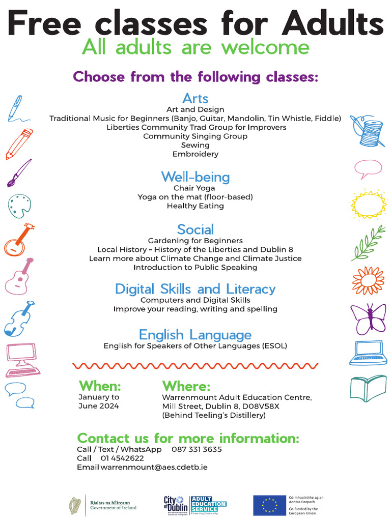 Warrenmount SIC AES Classes January 2024 Poster PDF | PDF