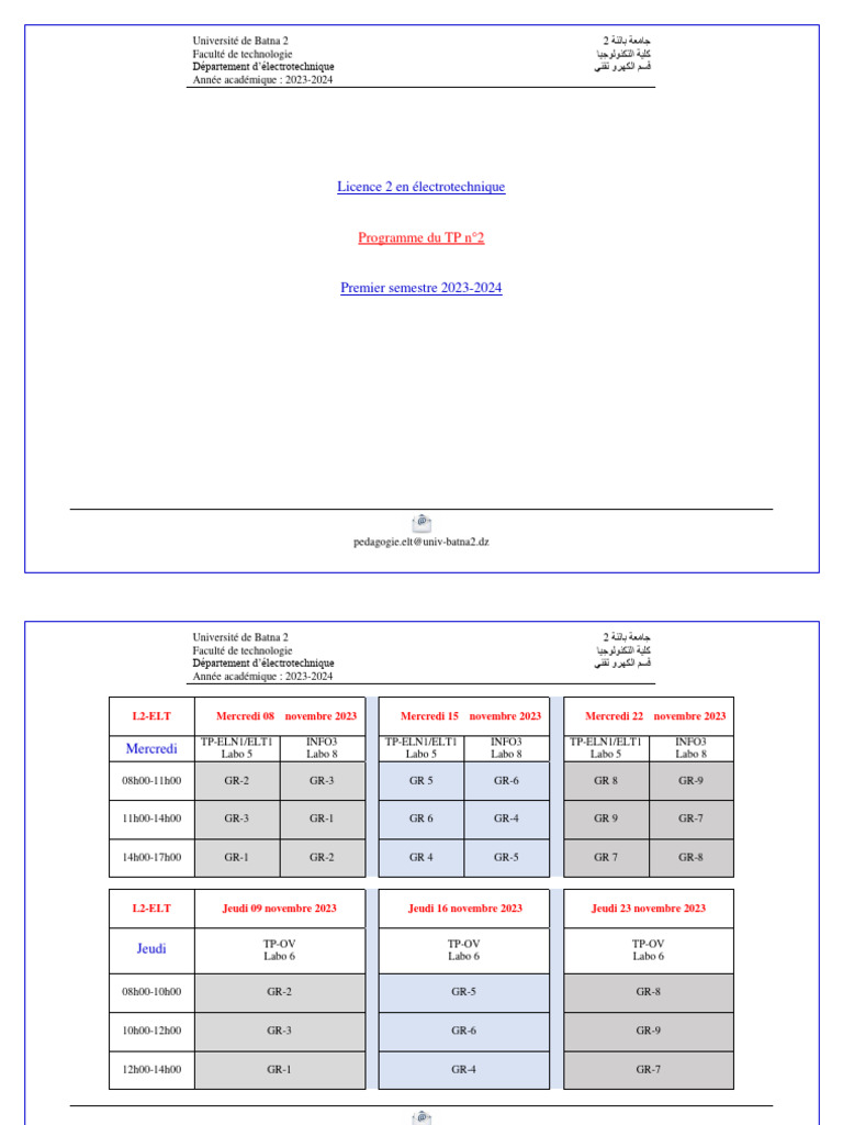 Programme L2-Elt Tp2 | PDF