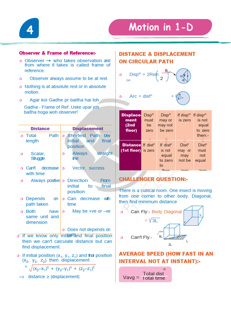 Velocity and Motion in 1-D | PDF