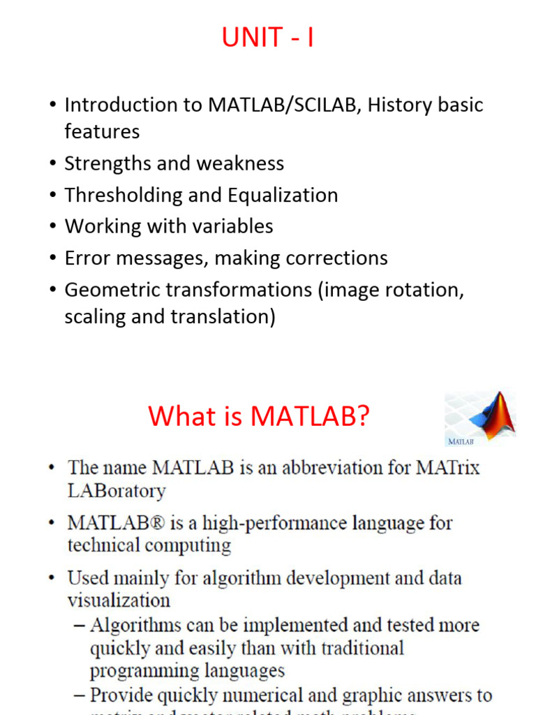 Unit 1 SCI | PDF | Matlab | Programming