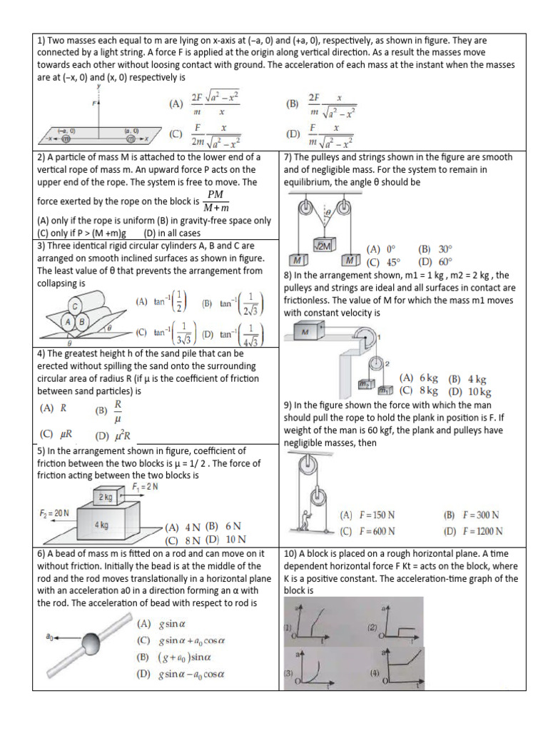 laws of motion worksheet | PDF | Force | Friction