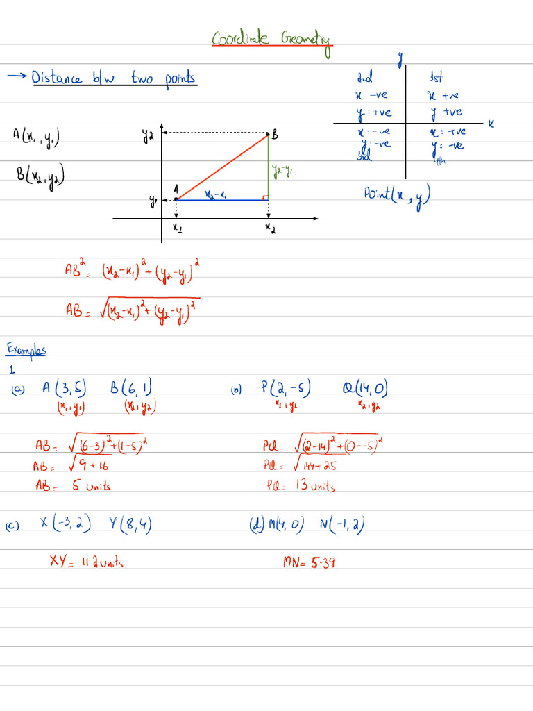Coodinate Geometry Notes | PDF