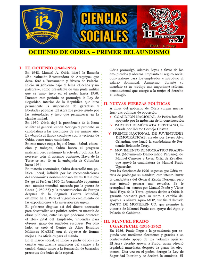 Del Ochenio de Odría | PDF | Perú | América del Sur
