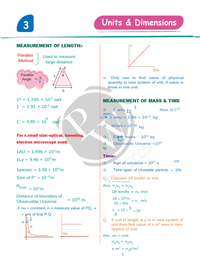 03 - Unit & Dimesions - Lecture Note - Physics | PDF