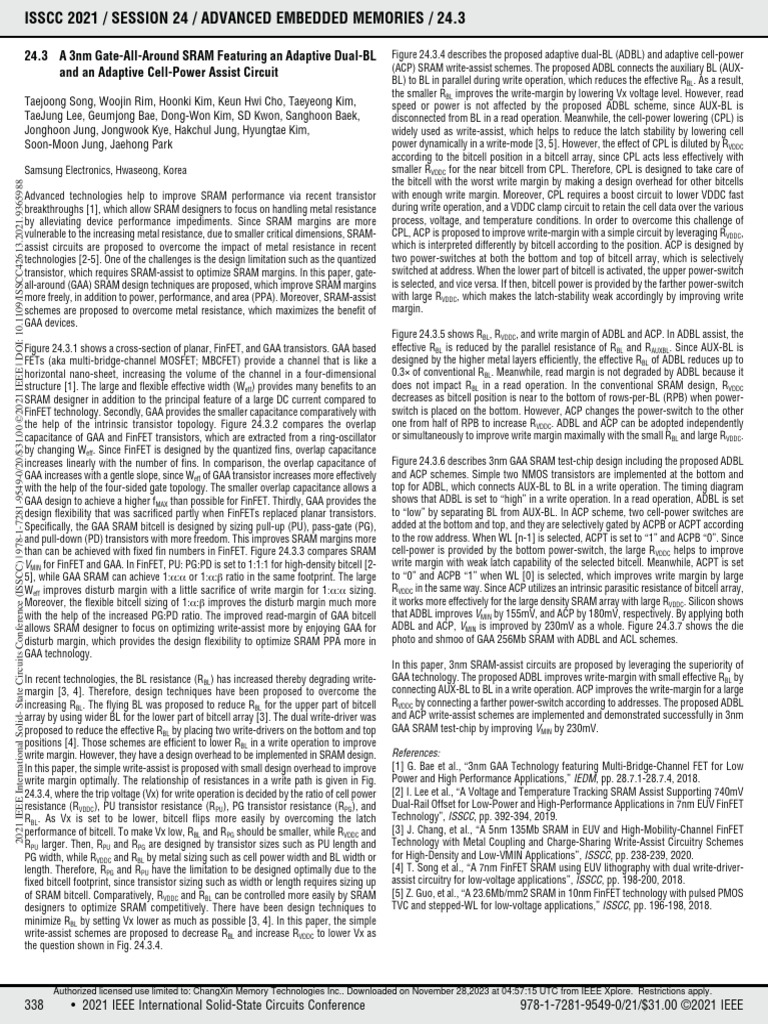 3nm GAA SRAM with Adaptive Write Assist | PDF | Field Effect Transistor ...