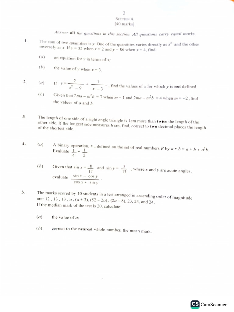 Core Maths (Theory) - Novdec 2023 | PDF