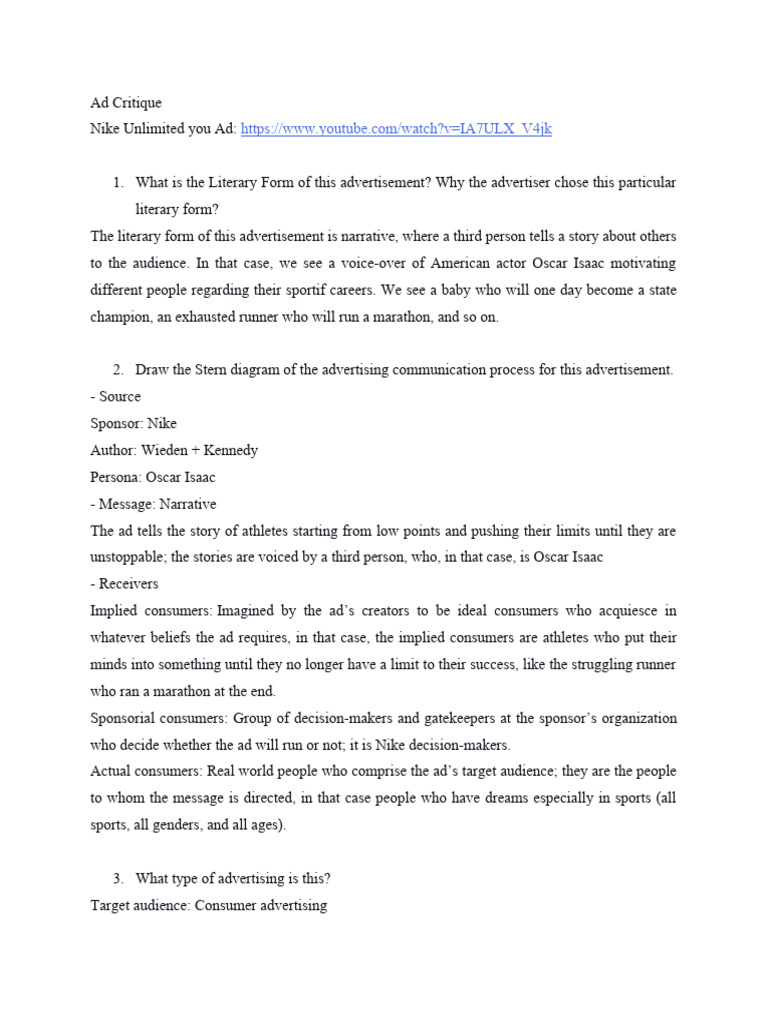 Ad Critique | Download Free PDF | Advertising | Persuasion