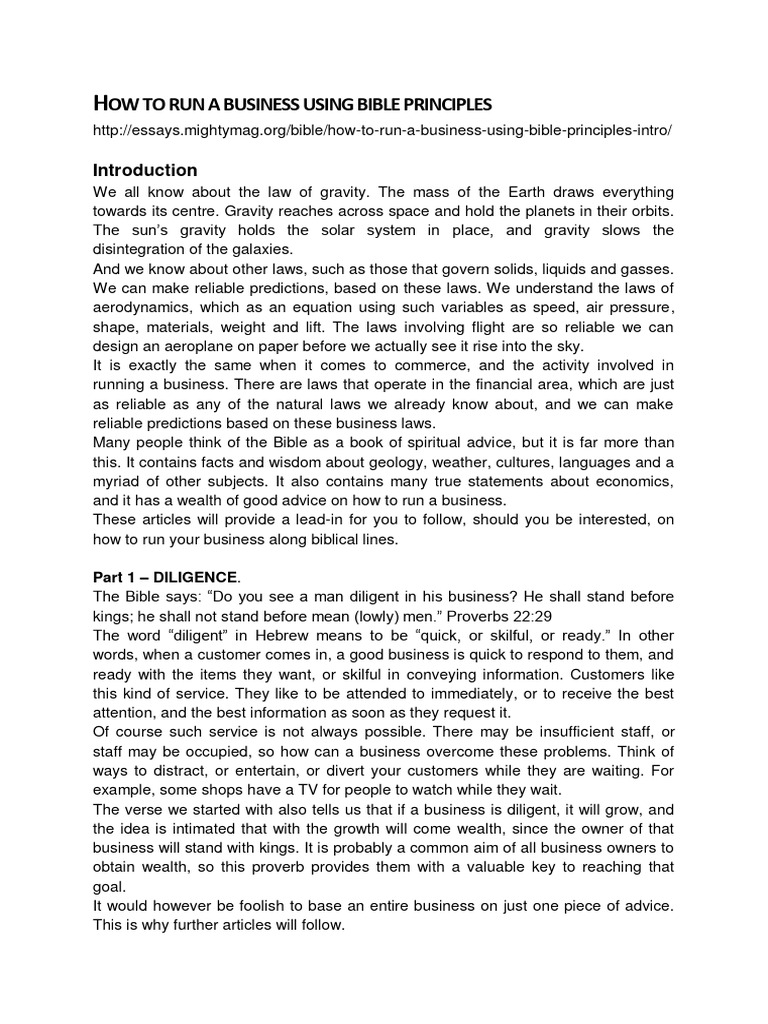 How to Run a Business Using Bible Principles | PDF | Thought | Ten ...