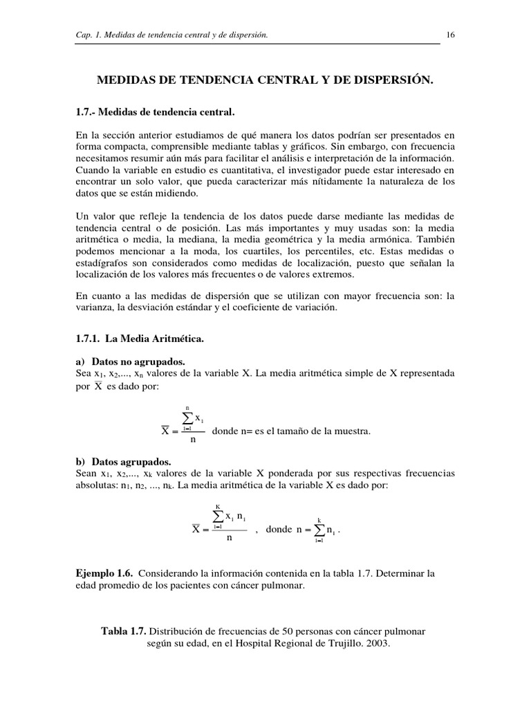 Capítulo I-Medidas estadisticas (1) | PDF | Oblicuidad | Desviación ...