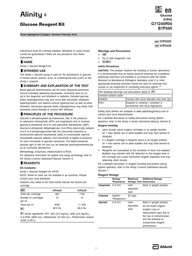 01 Glucose G71245R04 | PDF | Nicotinamide Adenine Dinucleotide | Assay