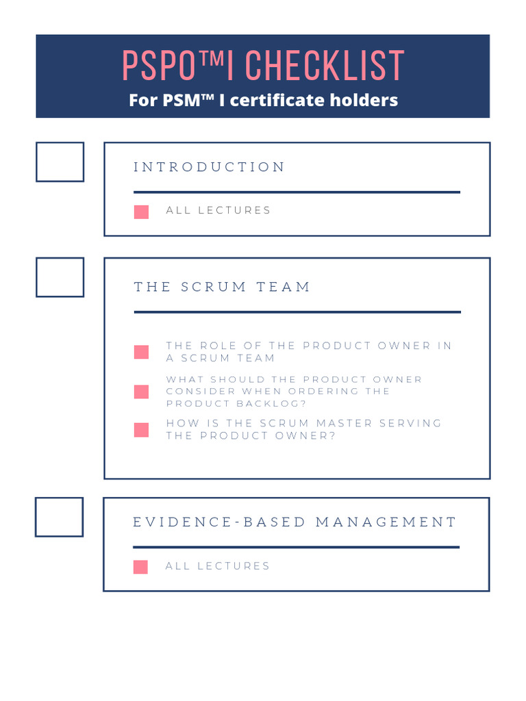 PSPO Checklist For PSM Holders | PDF | Computers