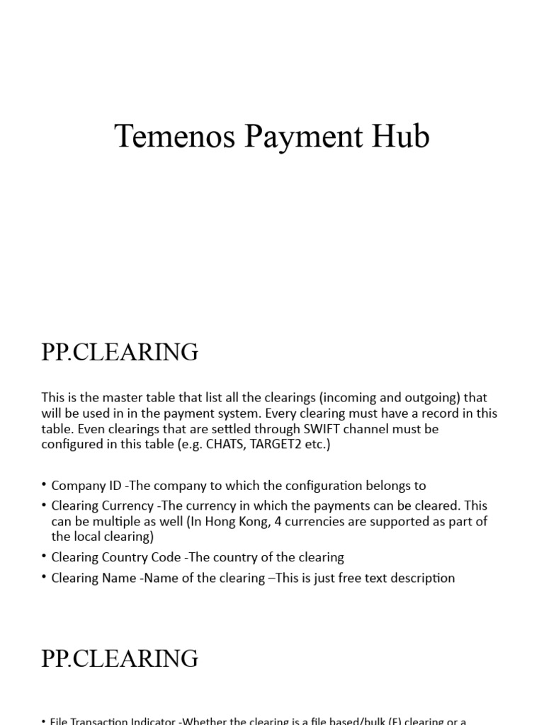 Temenos Payment Hub Clearing | PDF