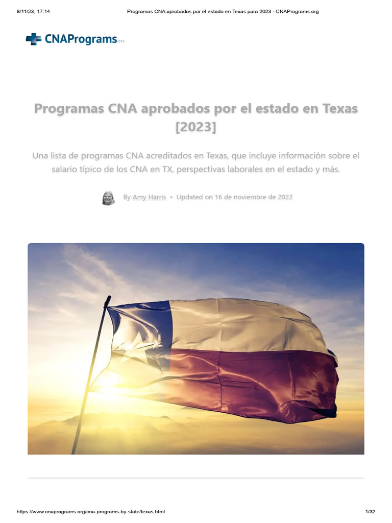 Programas CNA Aprobados Por El Estado en Texas para 2023 | PDF | Cuidado de la salud | Programas ...