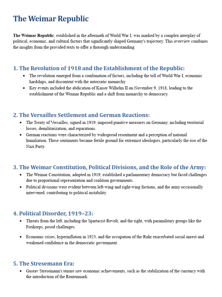 The Weimar Republic | PDF | Weimar Republic | Nazi Germany