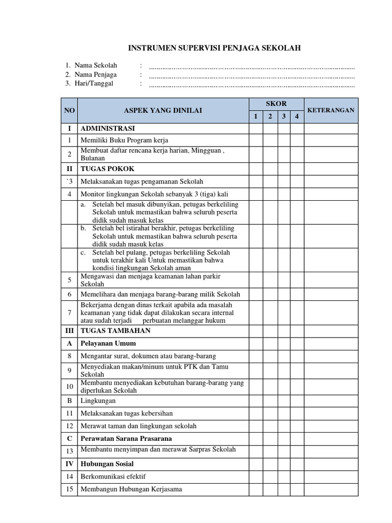 Format Penilaian Kinerja Tenaga Kependidikan | PDF | Seni | Kesehatan ...