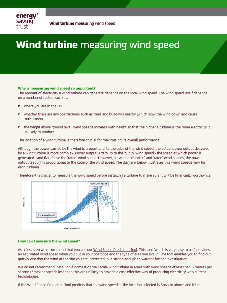 Wind Turbine - Measuring Wind Speed | PDF | Wind Speed | Wound