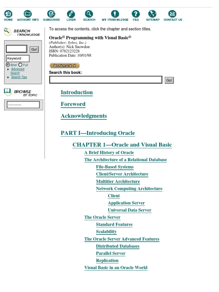 Oracle Programming With Visual Basic | PDF | Pl/Sql | Oracle Database