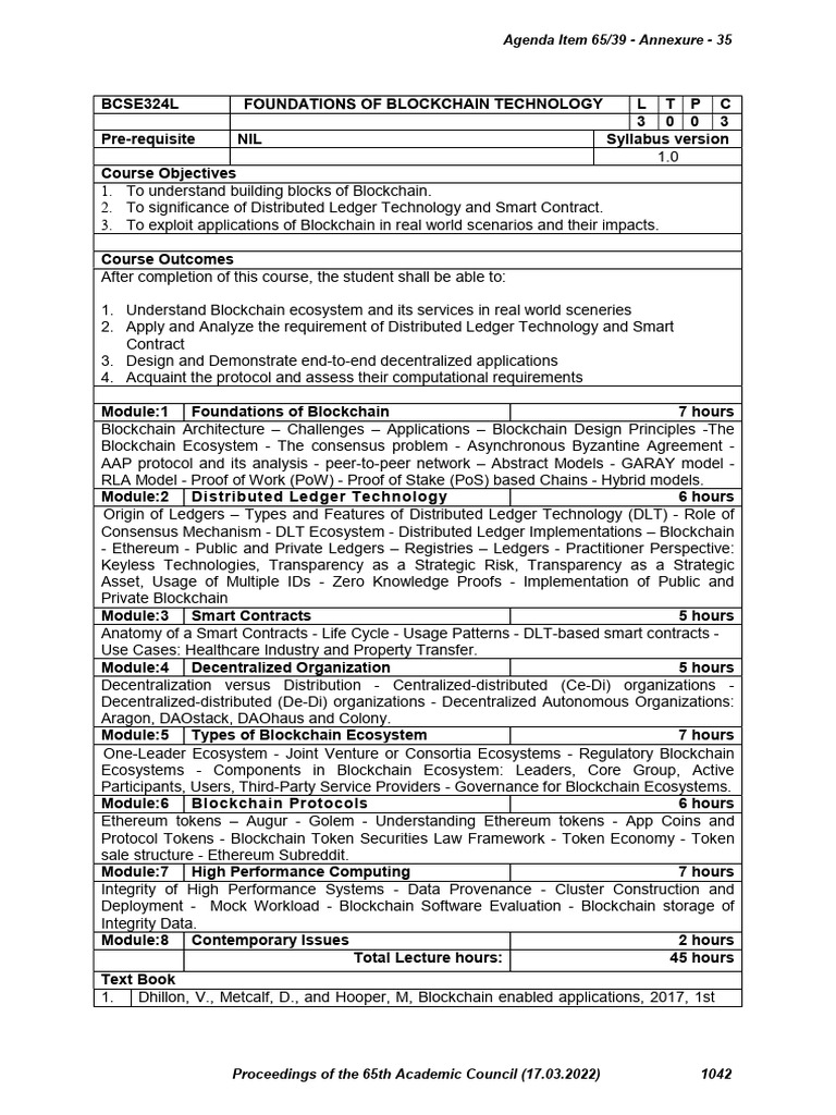 Bcse324l Foundations-Of-Blockchain-Technology TH 1.0 70 Bcse324l | PDF | Computer Science ...