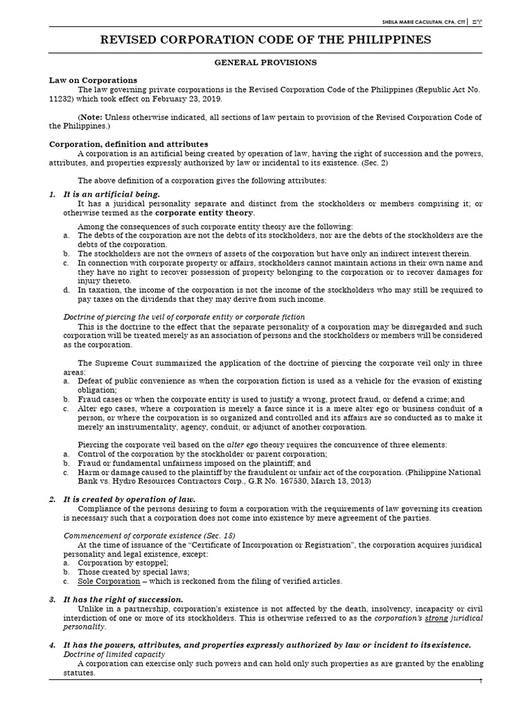 07 Revised Corporation Code RA112321 | PDF
