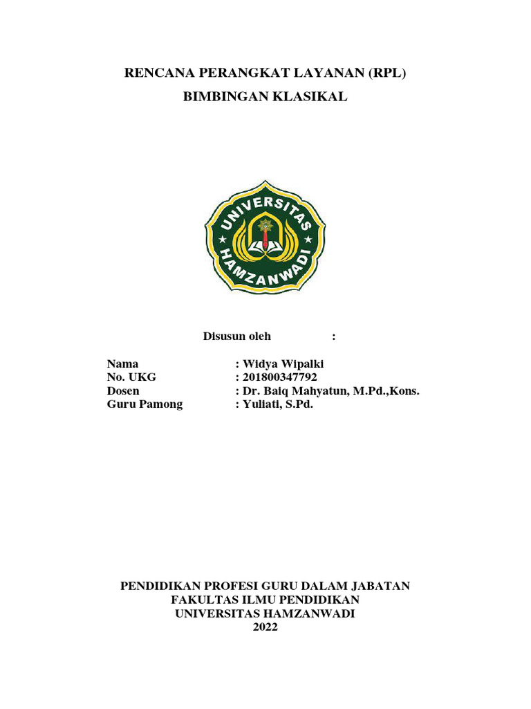 Rencana Aksi I (Layanan Bimbingan Klasikal) | PDF | Pengembangan Diri