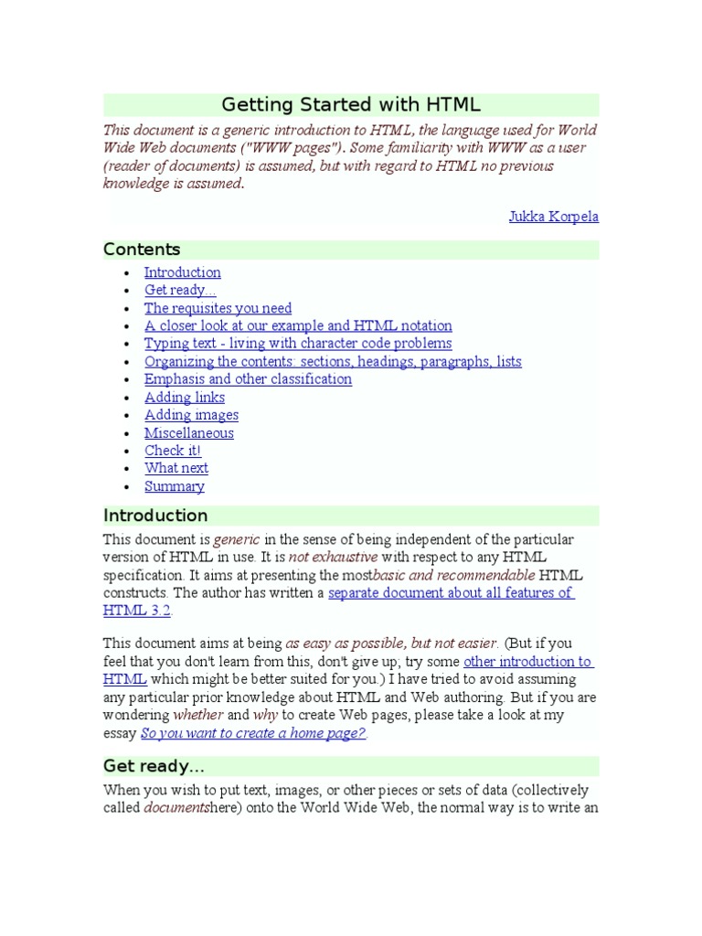 Getting Started With HTML | PDF | Html | Hyperlink