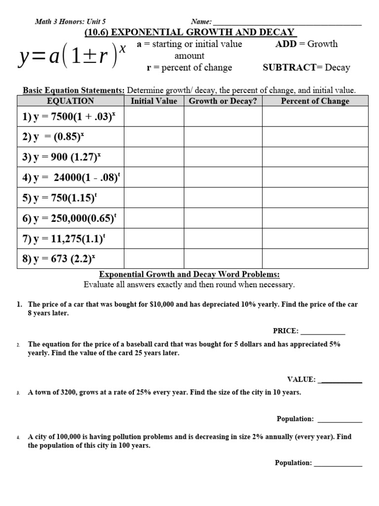 Exponential Word Problems U5 Student | PDF | Caffeine | Economies