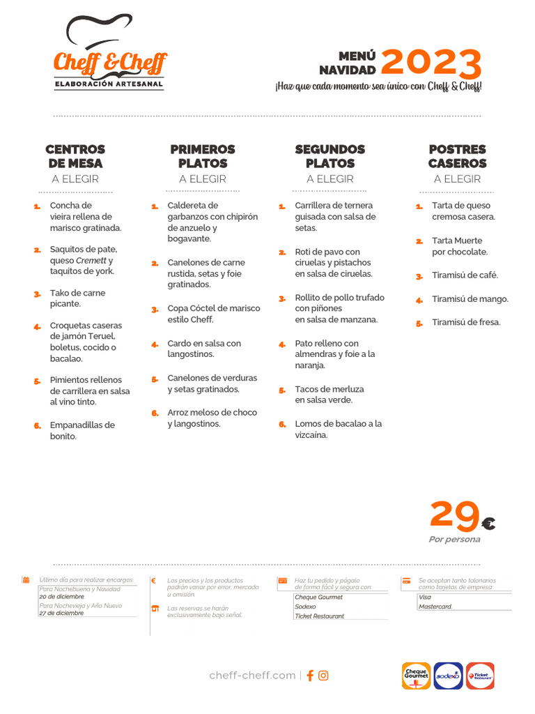 Cheff Menu Navidad | PDF | Alimentos | Cocina de las Americas