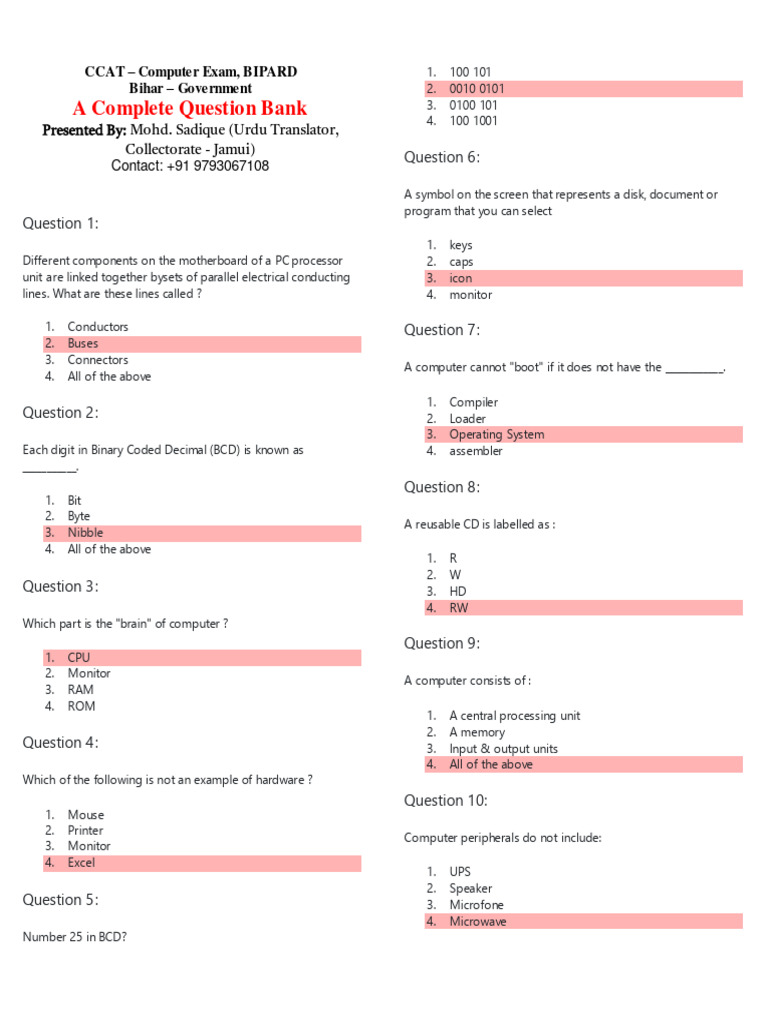 Computer Exam - CCTA | PDF | Computers | Technology & Engineering