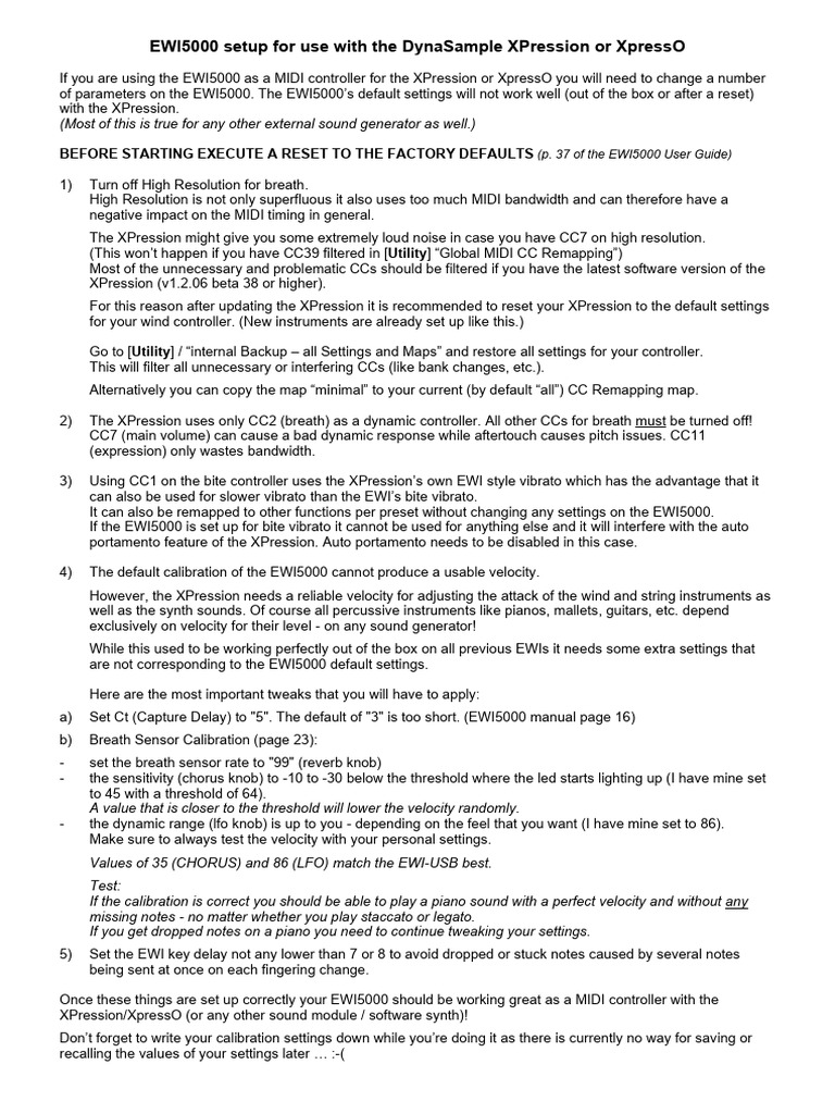 EWI5000 Setup For Use With The XPression | PDF