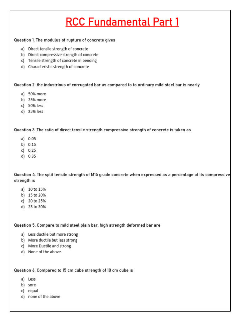 RCC Fundamental Part 1 | PDF | Strength Of Materials | Deformation ...
