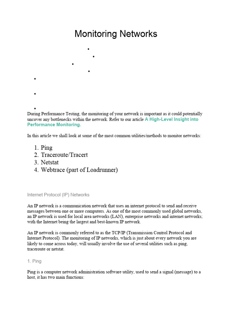 Monitoring Networks Pdf Computer Network Internet Architecture