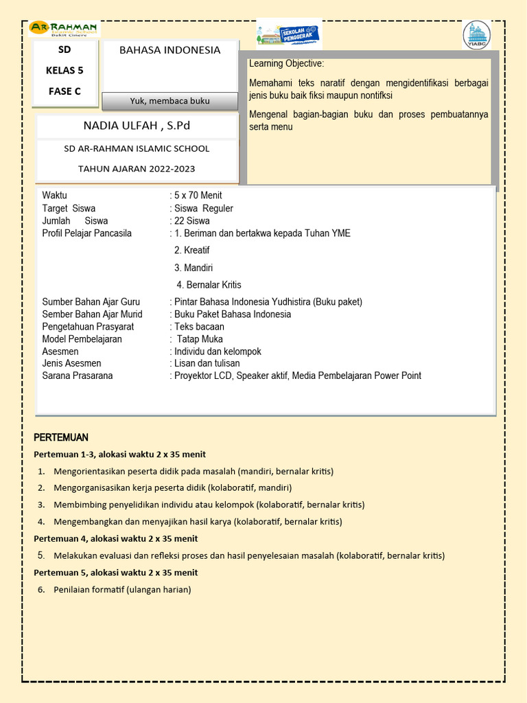 Modul Ajar B.indo Grade 5 - Bab 2 | PDF