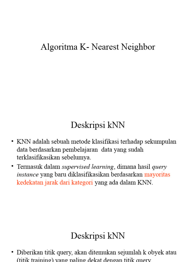Algoritma K-Nearest Neighbor | PDF