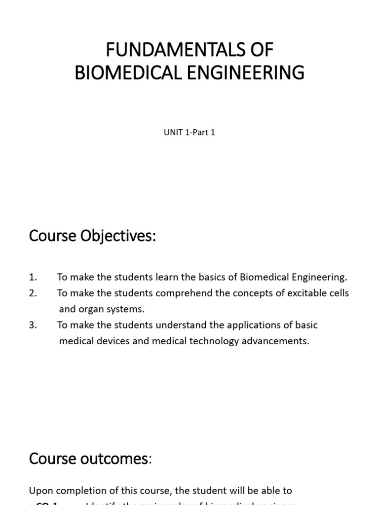 FBME UNIT 1 Part 1 | PDF | Biomedical Engineering | Hospital