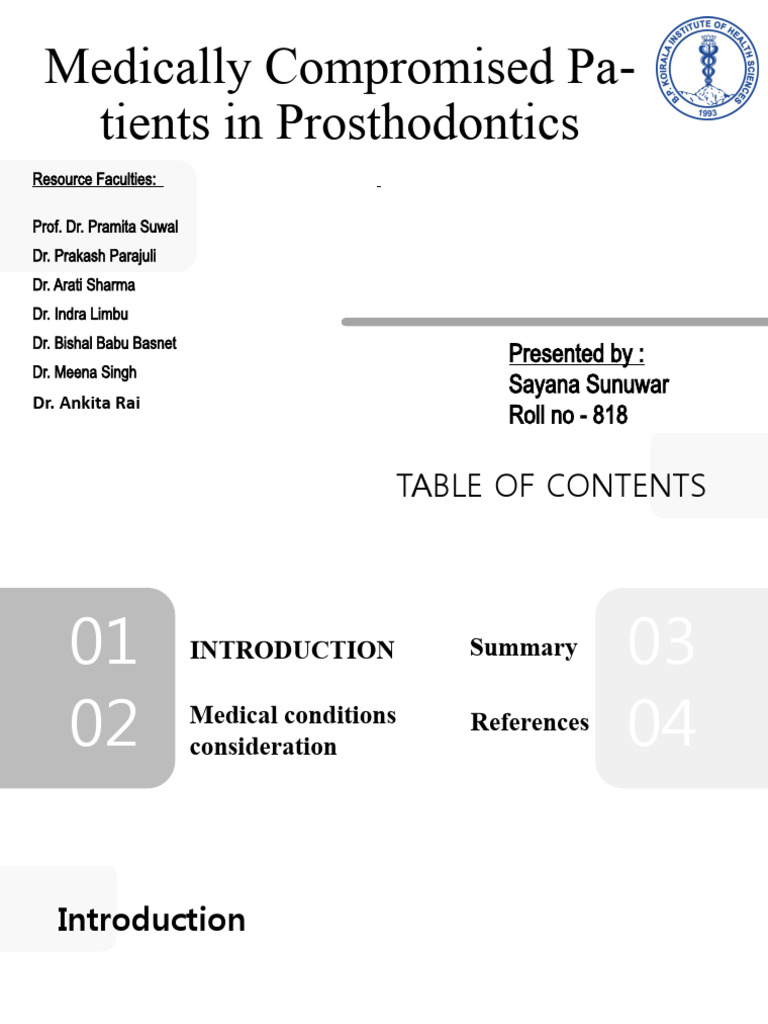 Medically Compromised Patients in Prosthodontics - 818 (Autosaved ...