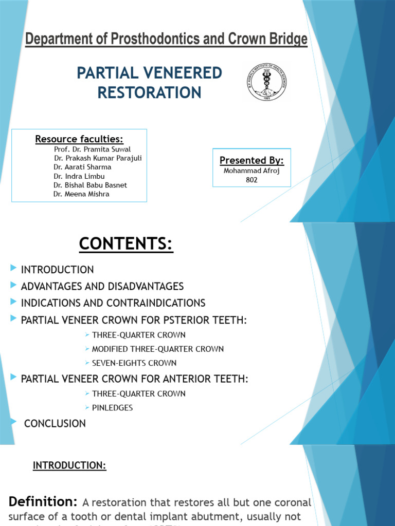 Partial Veneeresd Restoration | PDF | Tooth | Dentistry Branches