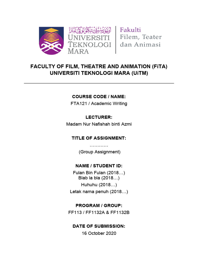 Group Assignment Front Page | PDF