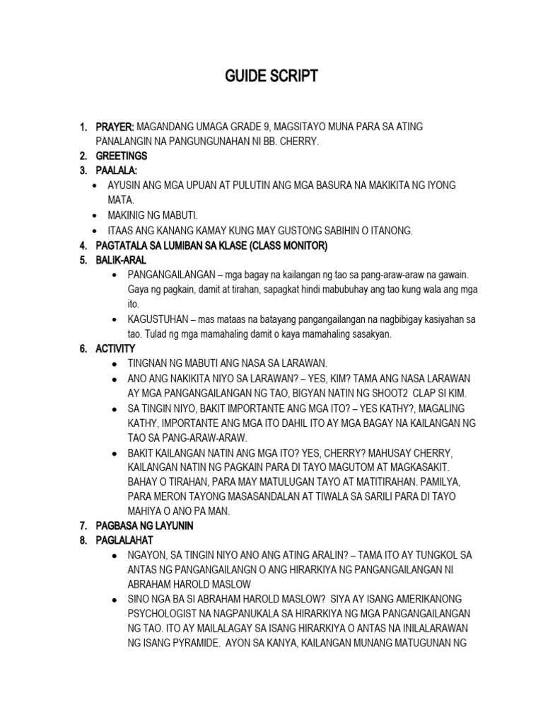 Guide Script | PDF Guide Script | PDF